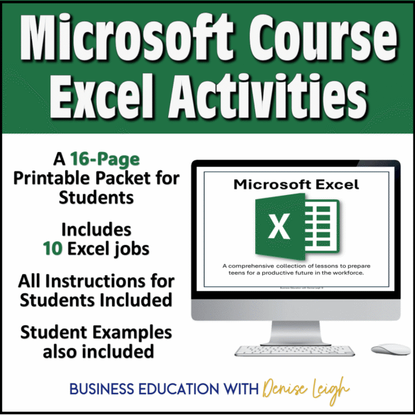 Microsoft Office Course - EXCEL Printable Activities For Computer ...