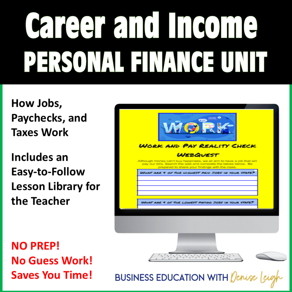 Career & Income Unit | Personal Finance - Paychecks Taxes Income ...