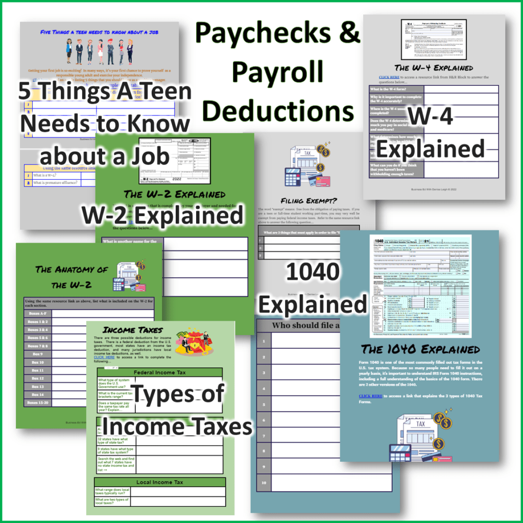 Paychecks And Tax Deductions Unit - Personal Finance & Financial ...