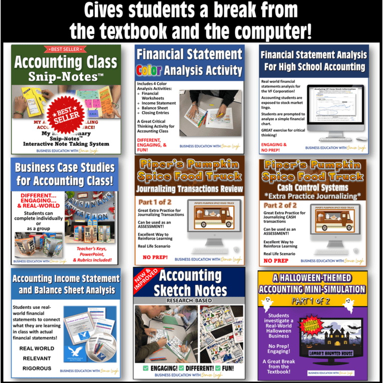 Accounting Class BUNDLE Of Printable Lessons & Activities For Pencil ...